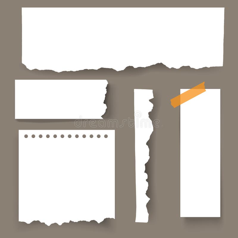 Set of Blank Torn Paper Sheets. Vector Note Pieces Collection with ...