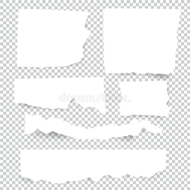 Set of Blank Torn Paper Sheets. Vector Note Pieces Collection with ...