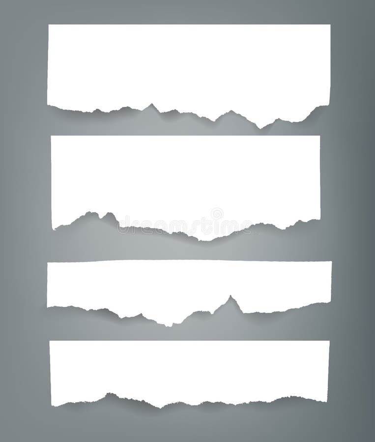 Set of Blank Torn Paper Sheets. Vector Note Pieces Collection with ...