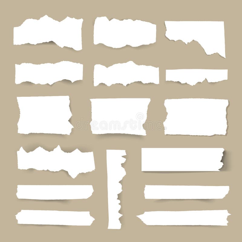 Set of Blank Torn Paper Sheets. Vector Note Pieces Collection with ...