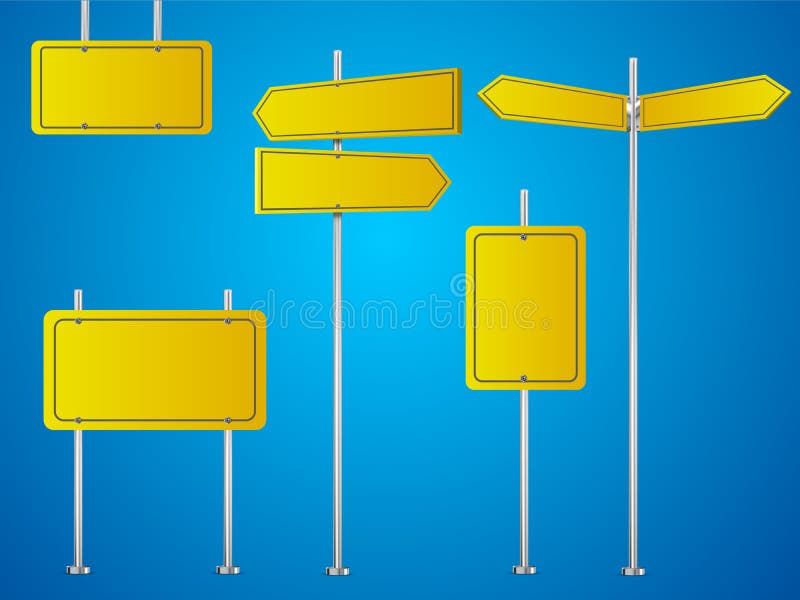 Vector Set of Blank Blue Road Signs Stock Vector - Illustration of ...