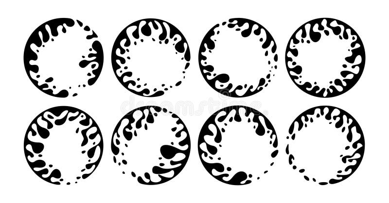Set of Blank Water Splash Circle Border Logo. Milk Water Stain Round ...
