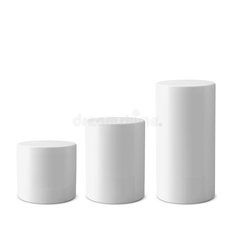 Set of Blank White Cylindrical Cosmetic or Product Containers Vector ...