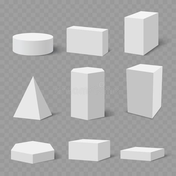Set of Blank White 3D Geometric Shapes with Shadow .Vector Stock Vector ...