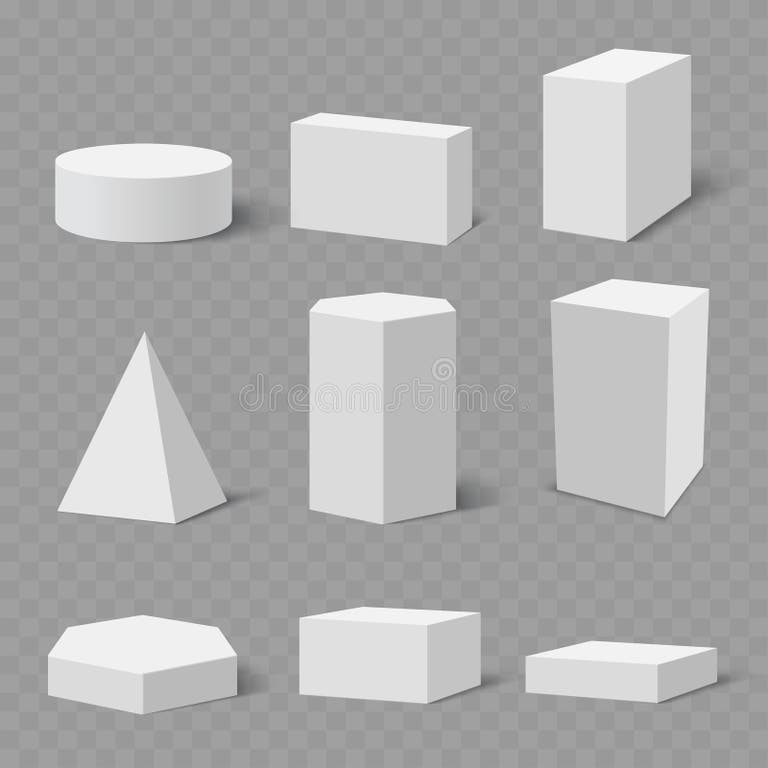 Set of Blank White 3D Geometric Shapes with Shadow .Vector Stock Vector ...