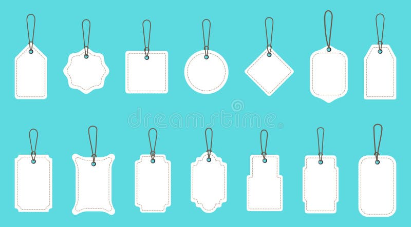 Set of Blank White Price Tags in Different Shapes. Collection of Labels ...