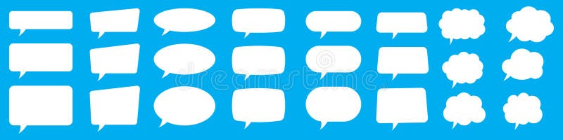 Set of Blank White Speech Bubble in Flat Design, Cartoon Chatting Box ...
