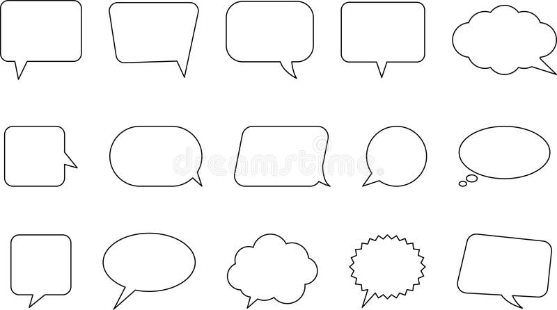 Set of Blank White Speech Bubble in Flat Design, Chatting Box, Message ...