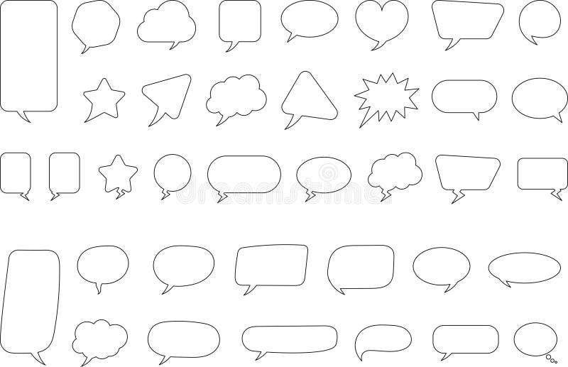 Set of Blank White Speech Bubble in Flat Design, Chatting Box, Message ...