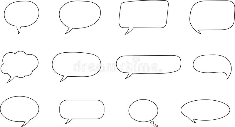 Set of Blank White Speech Bubble in Flat Design, Chatting Box, Message ...