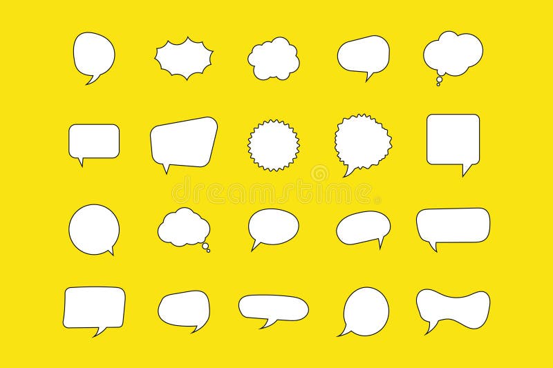 Set of Blank White Speech Bubble in Flat Design, Chatting Box, Message ...