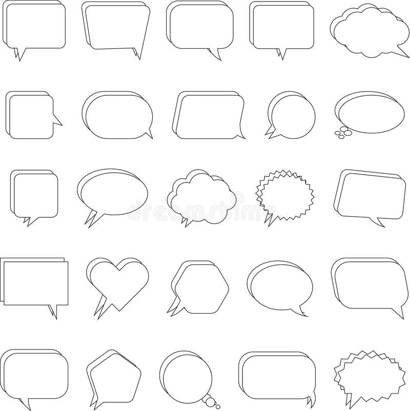 Blank Empty White Speech Bubbles. Blank Speech Circle Bubble Chat. Comic Speech Round Bubble ...