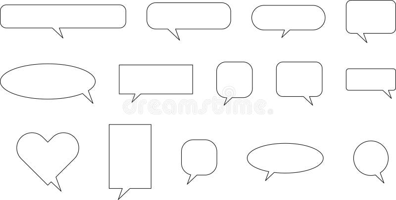 Set of Blank White Speech Bubble in Flat Design, Chatting Box, Message ...
