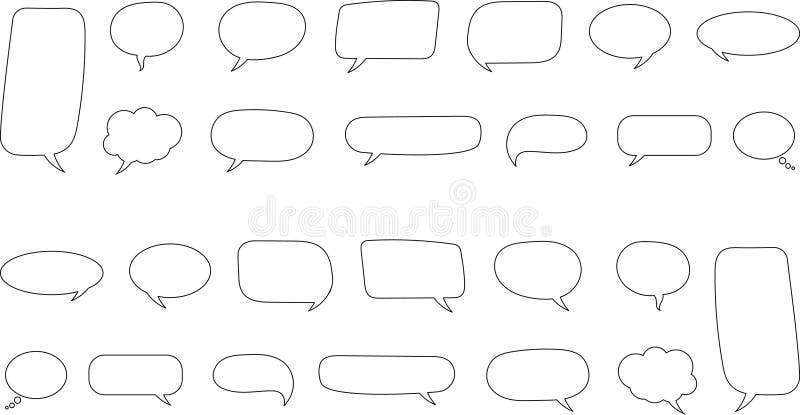 Set of Blank White Speech Bubble in Flat Design, Chatting Box, Message ...