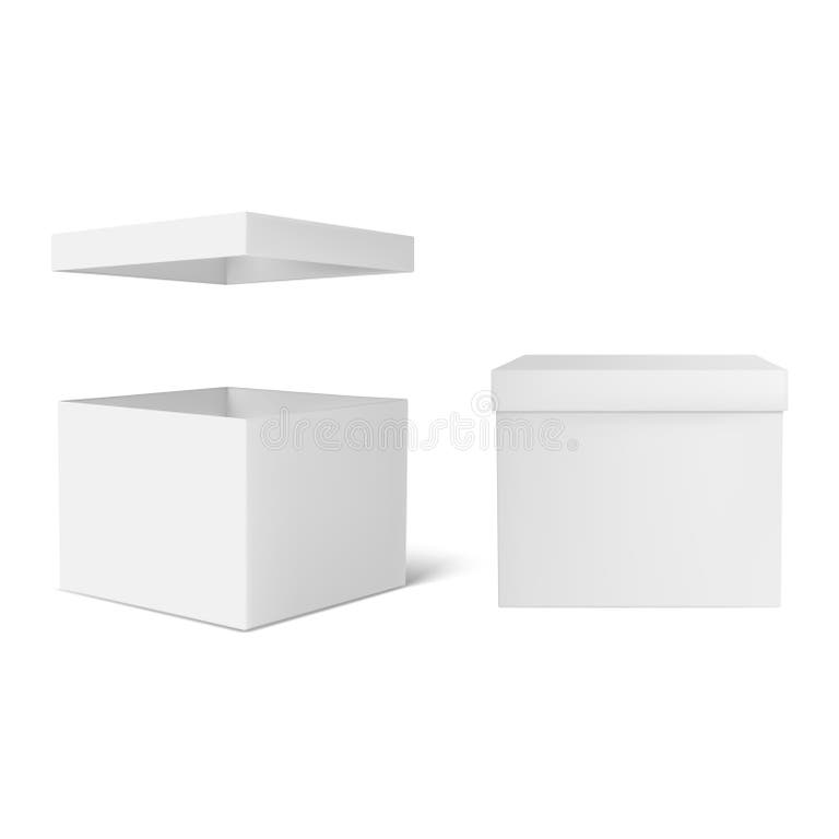 Set of Blank White Square Boxes with Removable Lids Vector Stock Vector ...