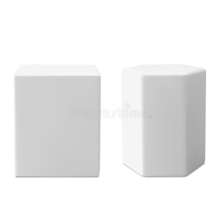 Set of Blank White Square and Hexagonal Boxes for Design Vector Stock ...