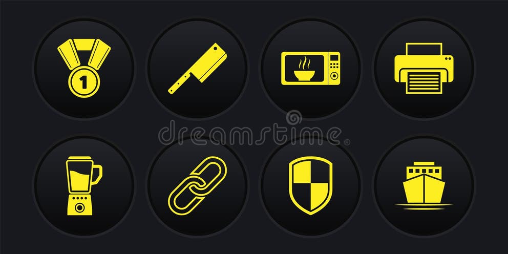 Set Blender, Printer, Chain Link, Shield, Microwave Oven and Meat ...