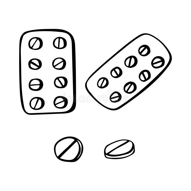 Set with Blisters and Round Pills Stock Vector - Illustration of dose ...