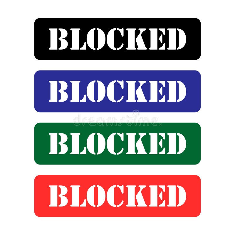 Set of Blocked Stamp Symbol, Label Sticker Sign Button, Text Banner ...