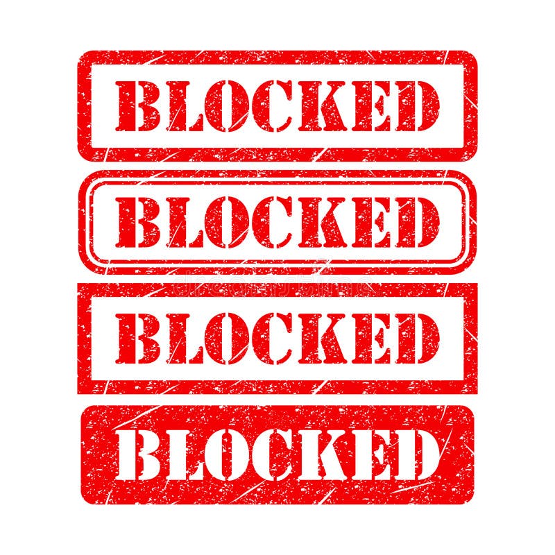 Set of Blocked Stamp Symbol, Label Sticker Sign Button, Text Banner ...