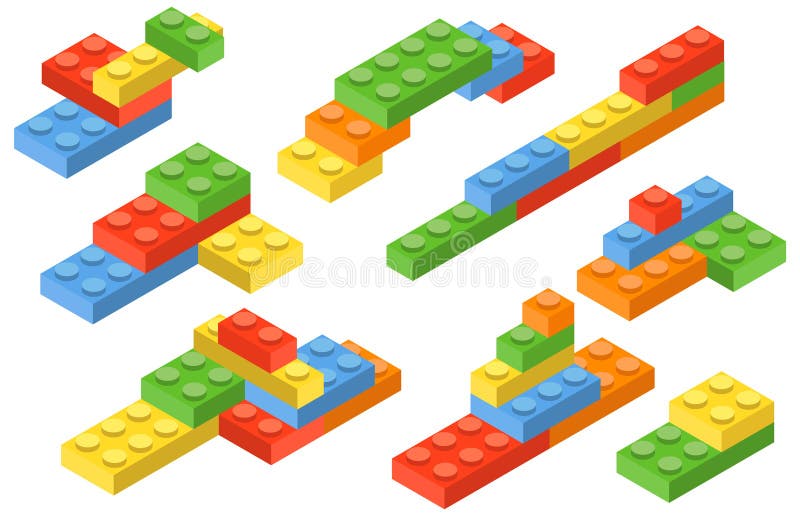 Set of Blocks Building Toy Colored Brick. Toy Bricks. 3d Design Stock ...