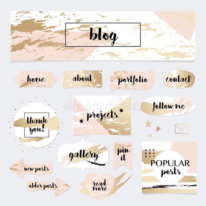 A Set of Blog Design Elements Kit. Frames, Dividers, Decorative Stock ...