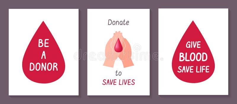 Set of Blood Donation Card Templates Stock Vector - Illustration of ...