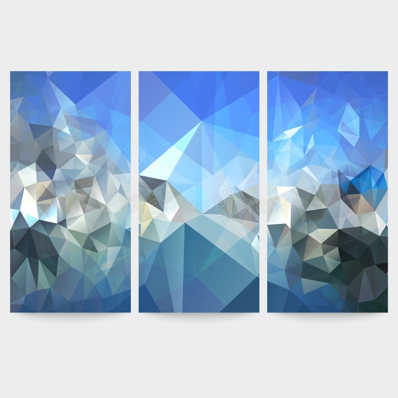 Set of Blue Abstract Backgrounds, Triangle Design Stock Vector ...