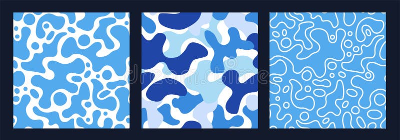 Set of Blue Abstract Modern Seamless Patterns Stock Illustration ...
