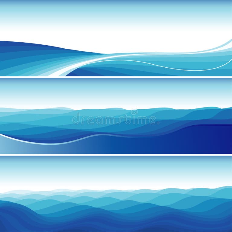 Set of Blue Abstract Wave Backgrounds Stock Vector - Illustration of ...