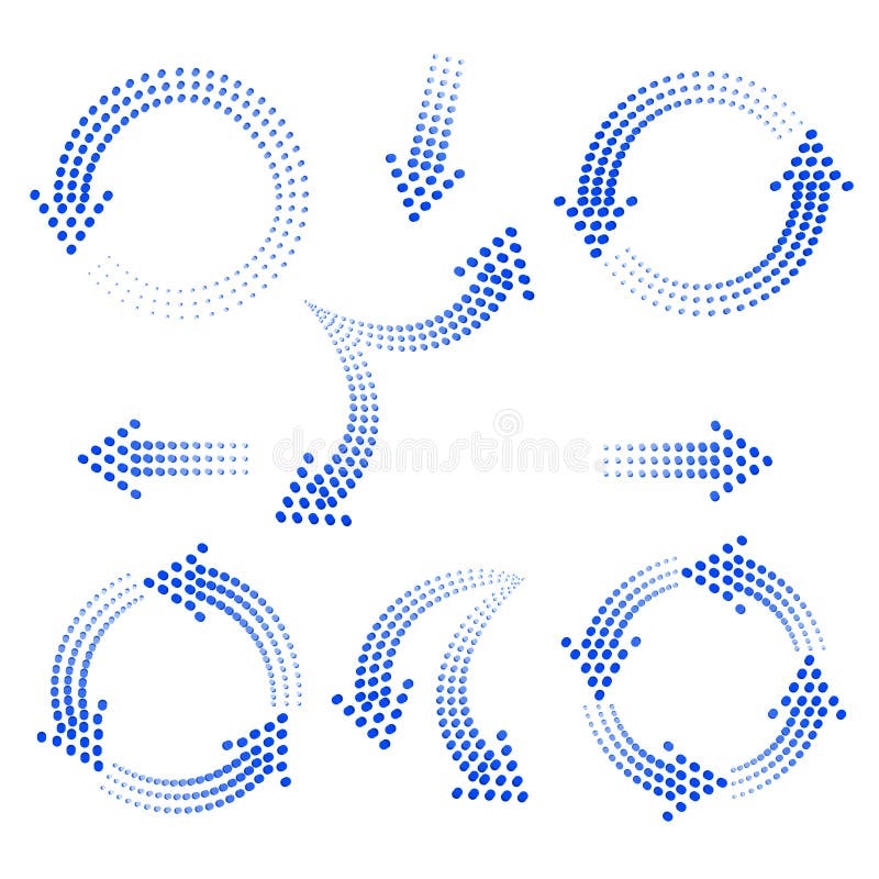 Set of Blue Arrows from Circles Stock Vector - Illustration of style ...