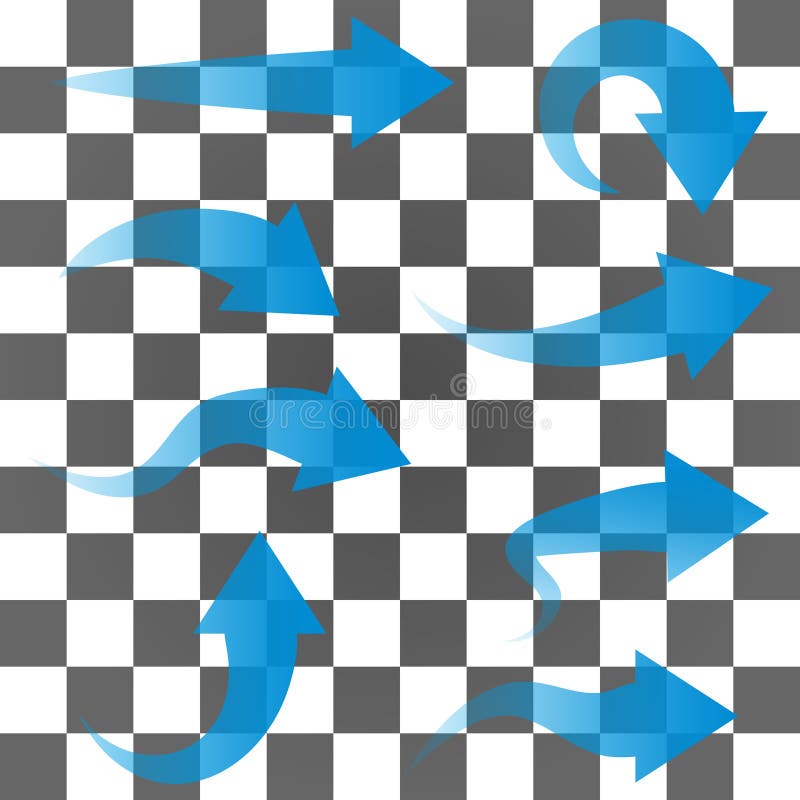 Set of Blue Arrows. Clean, Fresh Air Flow. Collection of Transparent ...