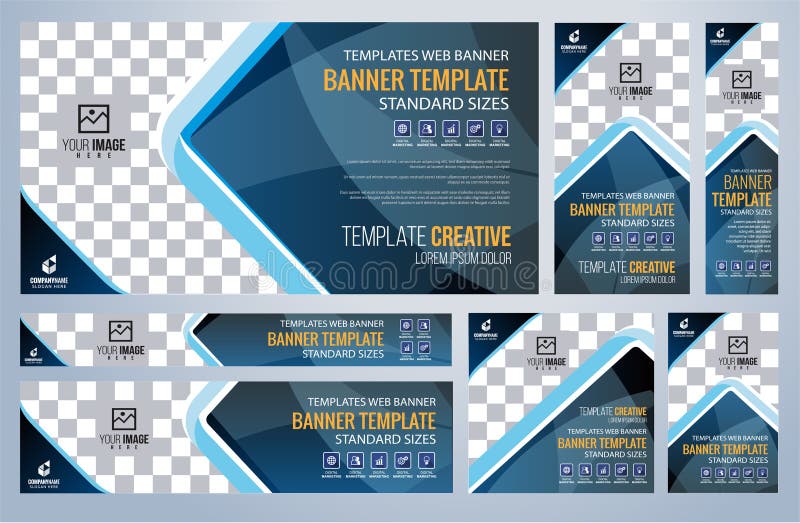 Set of Blue and Black Web Banners Templates, Coverpage Stock Vector ...