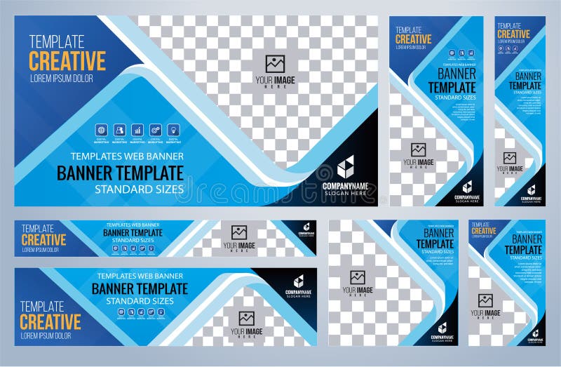 Set of Blue and Black Web Banners Templates, Coverpage Stock Vector ...
