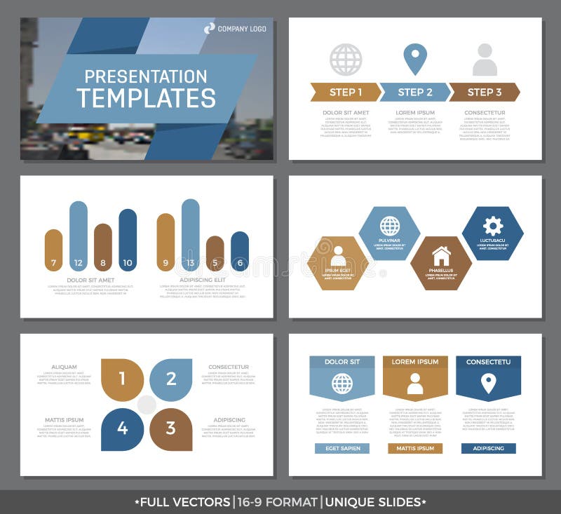 Set of Gray and Blue Elements for Multipurpose Presentation Template ...