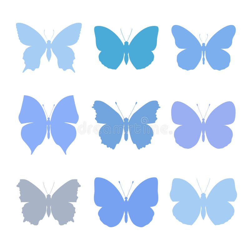 Set of blue butterflies stock vector. Illustration of isolated - 50138772