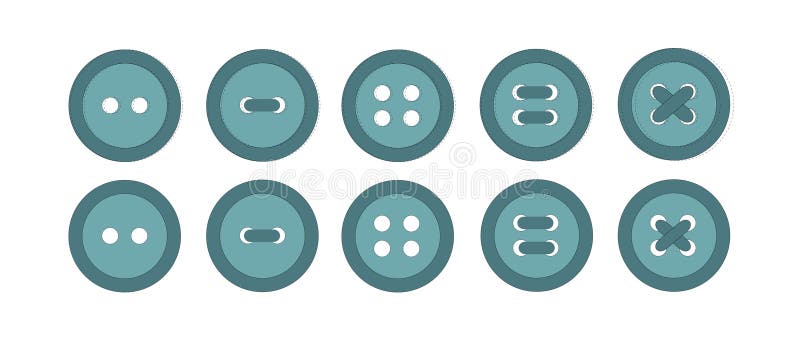 Set of Blue Buttons. Button with Two and Four Holes. Sewn on Buttons ...