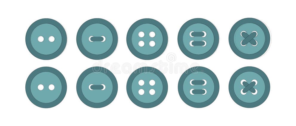 Set of Blue Buttons. Button with Two and Four Holes. Sewn on Buttons ...
