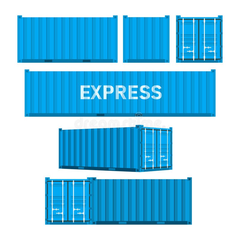 Set Blue Cargo Containers. Freight Shipping, Delivery and ...