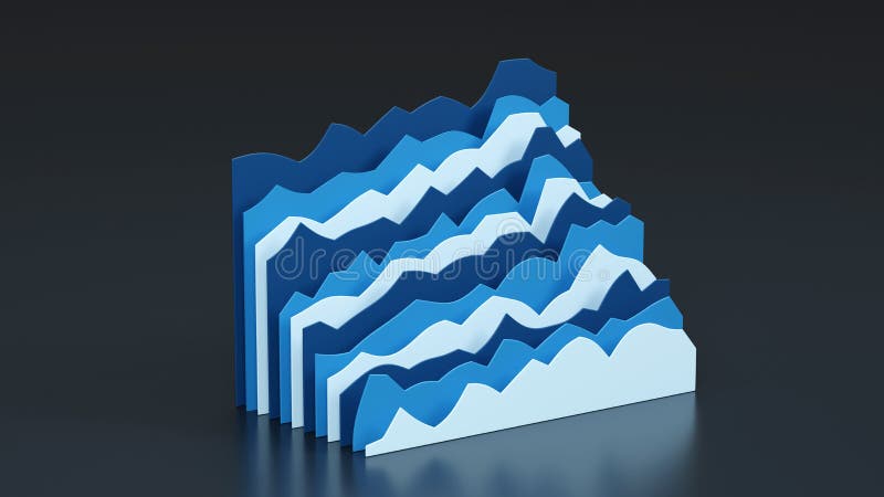 Set of Blue Charts on Dark Background.3D Illustration Stock ...