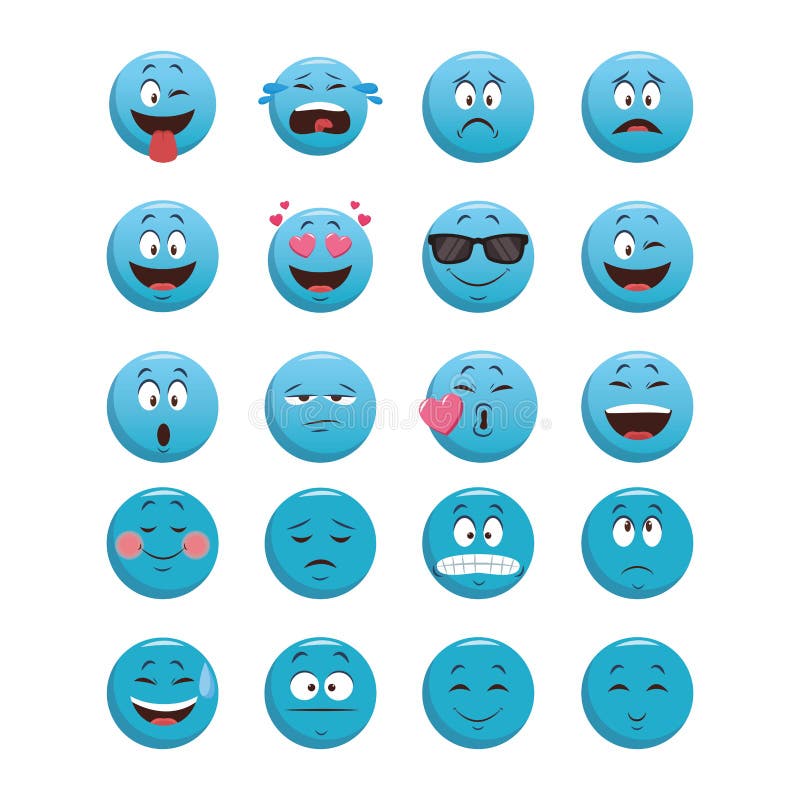 Chat Emoticons Set Blue Stock Illustrations – 408 Chat Emoticons Set ...