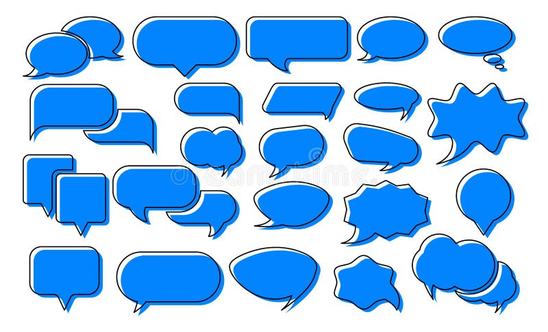 Set of Blue Chat Message Bubbles Vector Icon. Communication Icons. Talk ... Set of Blue Chat Message Bubbles Vector Icon. Communication Icons. Talk ...
