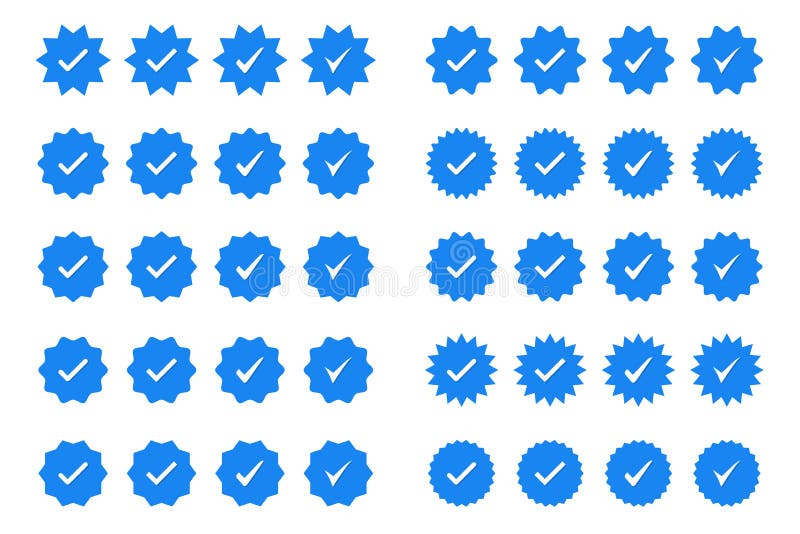 Set of Blue Check Mark Badge Icons. Profile Verification Icons Stock ...
