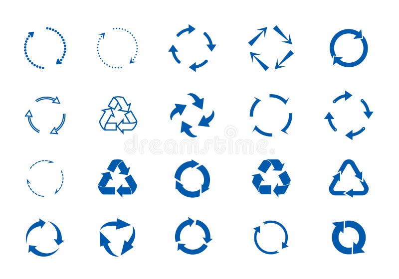 Set of Blue Circle Arrows on White Background. Vector Icons Stock ...