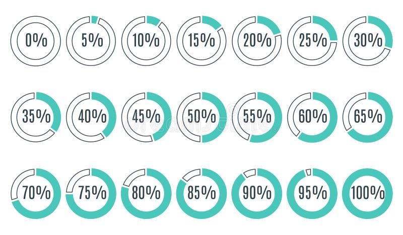 Set of Blue Circle Percentage Diagrams for Infographics Stock Vector ...