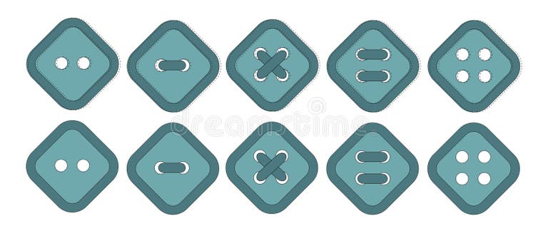 Set of Blue Diamond Buttons. Button with Two and Four Holes. Sewn ...