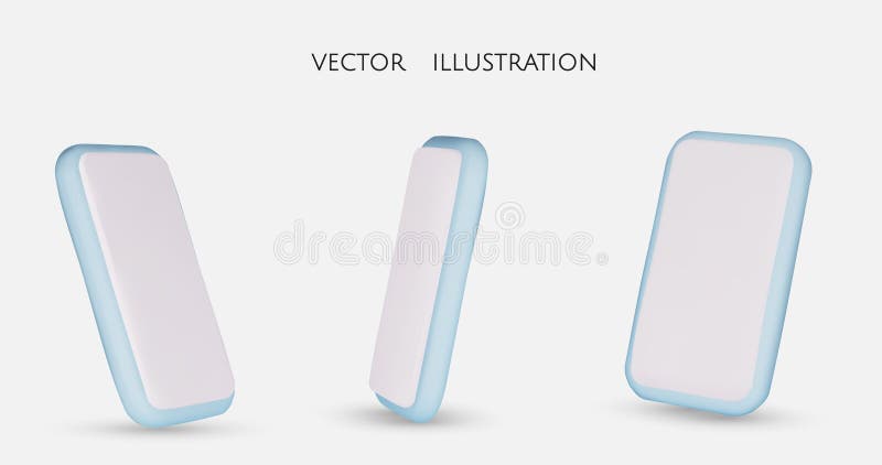 Set of Blue Different Angles of Smartphone in 3d Render with Screen ...