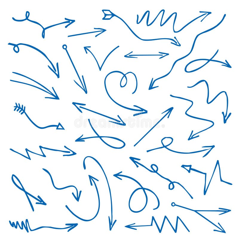 Set of Blue Drawing Arrows. Vector Illustration. Stock Vector ...