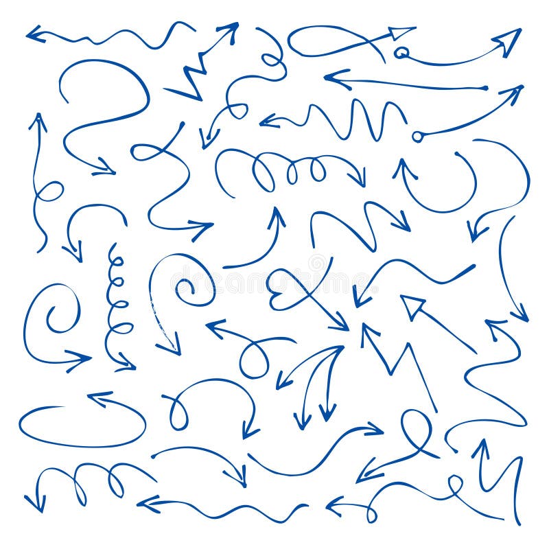 Set of Blue Drawing Arrows. Vector Illustration Stock Illustration ...