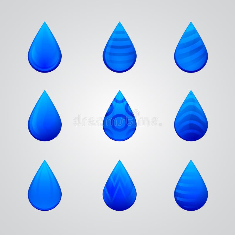 Set of blue drop icon stock illustration. Illustration of macro - 28950788